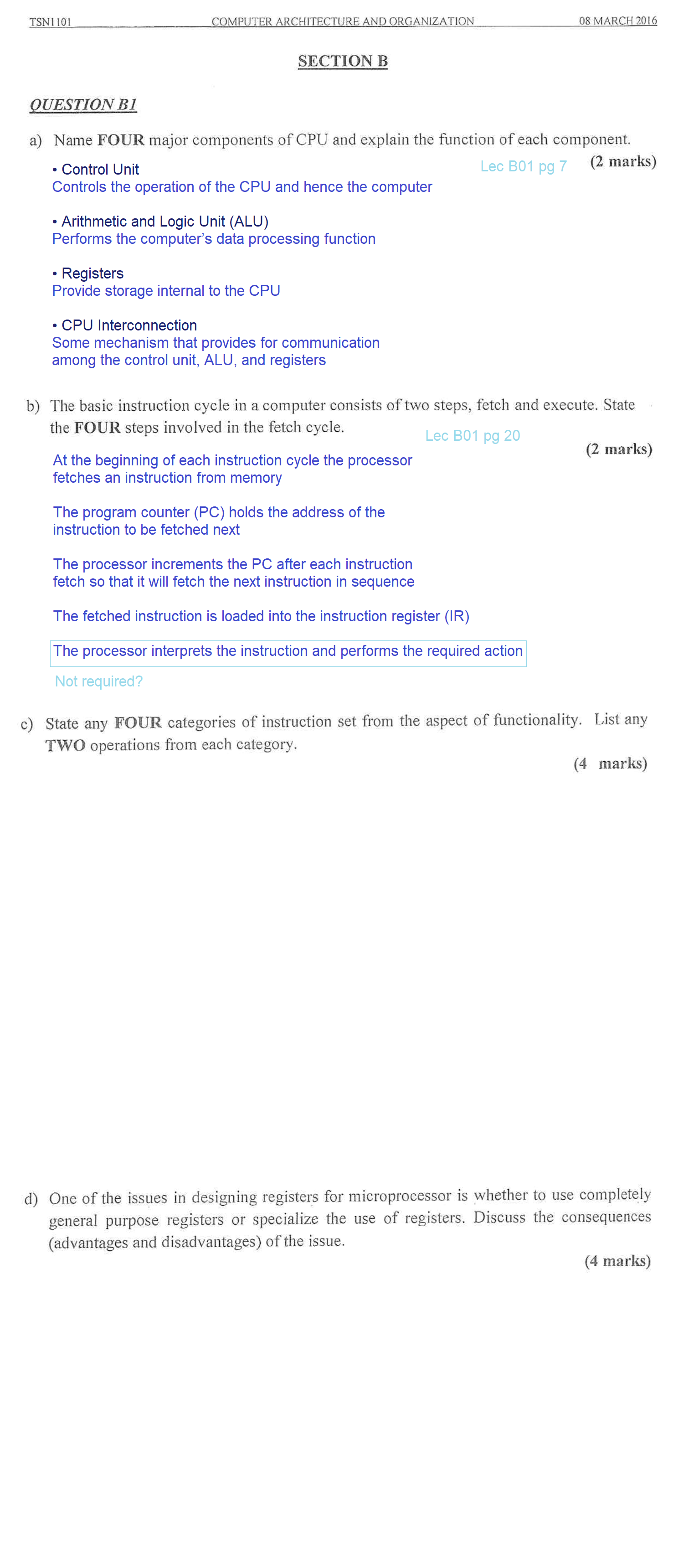 Exam questions - TSN 1101